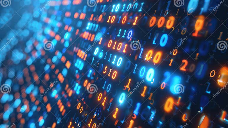 A Digital Screen With Cascading Binary Code 0s And 1s Creating A
