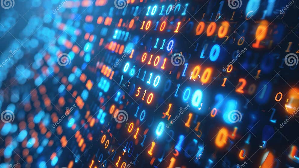 A Digital Screen With Cascading Binary Code 0s And 1s Creating A