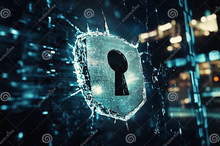 A Digital Screen Displaying a Broken Lock Icon, Symbolizing Compromised ...