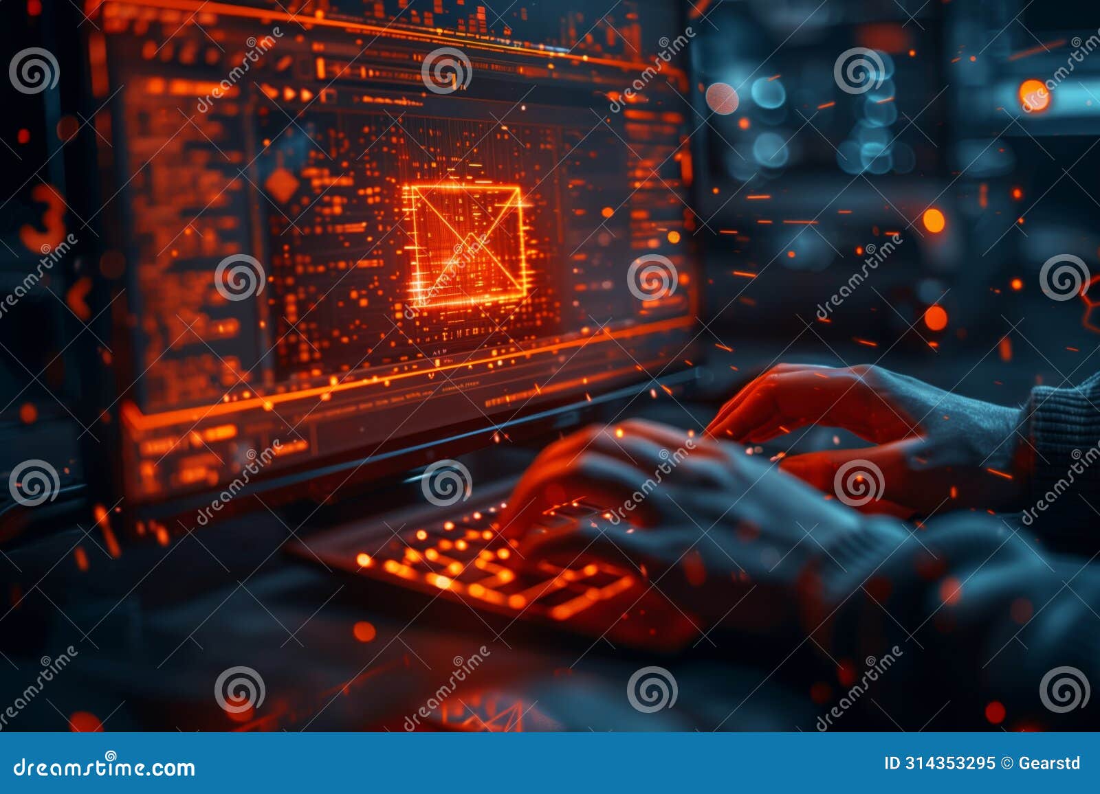 Digital Screen with Glowing Red Cipher Stock Image - Image of futuristic, cybersecurity: 314353295