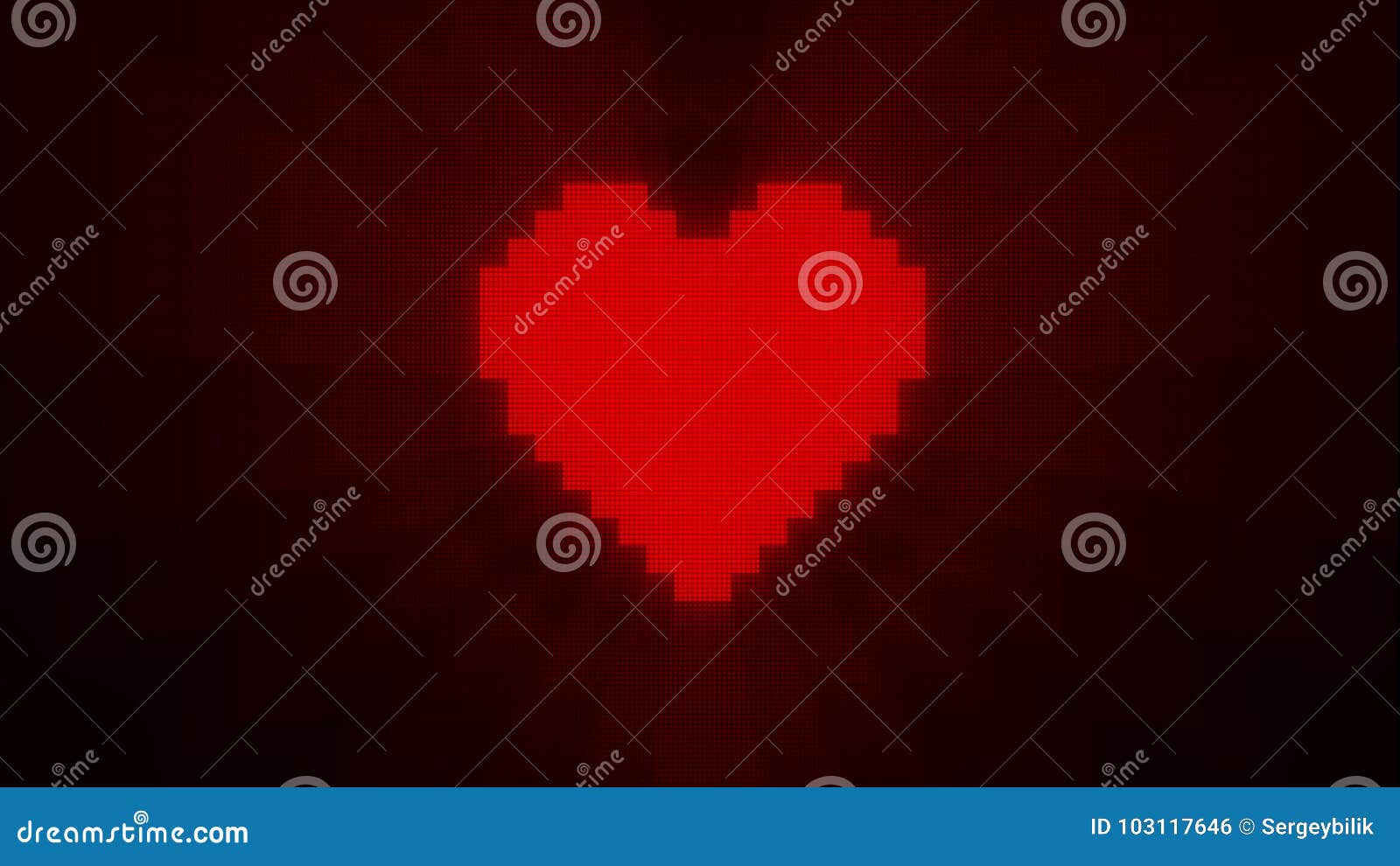 Shiny Pixel Heart Beat on Digital Old Tv Screen Seamless Loop Glitch ...