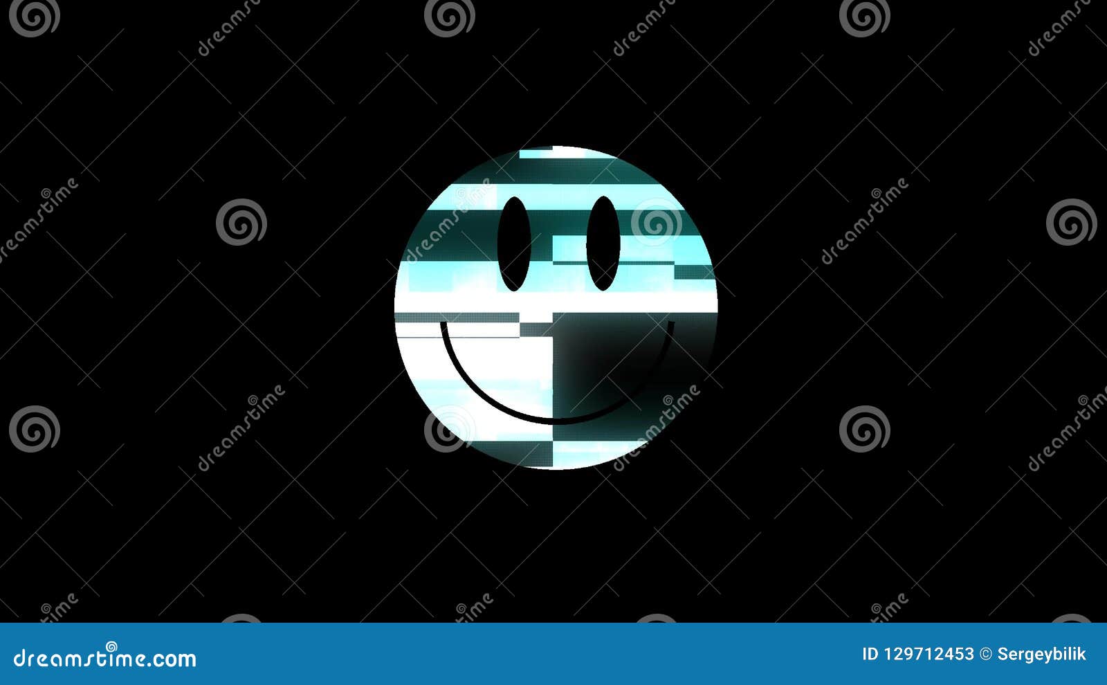 Smile Symbol on Digital Old Tv Screen Seamless Loop Glitch Interference ...