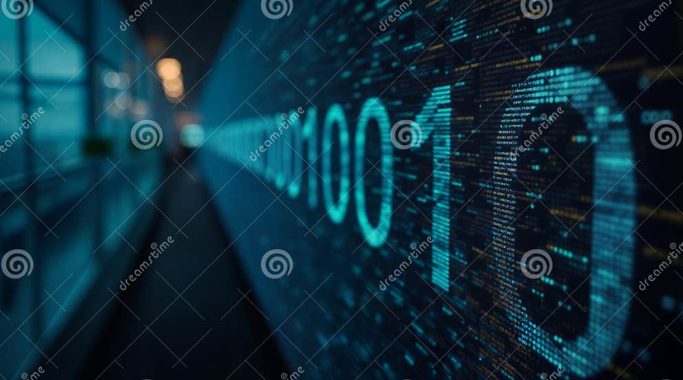 The Image Shows a Wall with Binary Digits that Read Stock Illustration ...