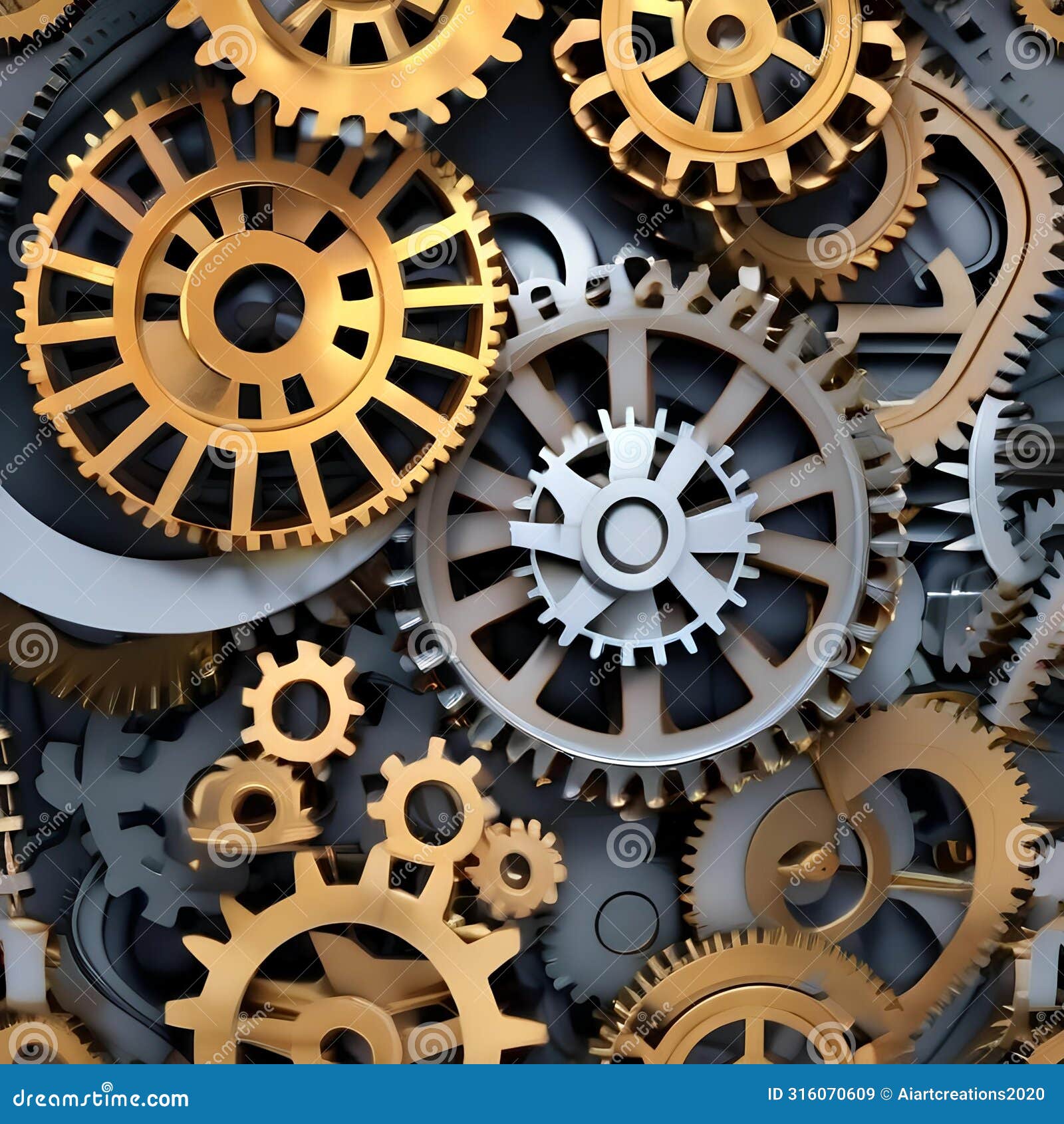 A Digital Sculpture of Interlocking Gears and Cogs, Turning and ...