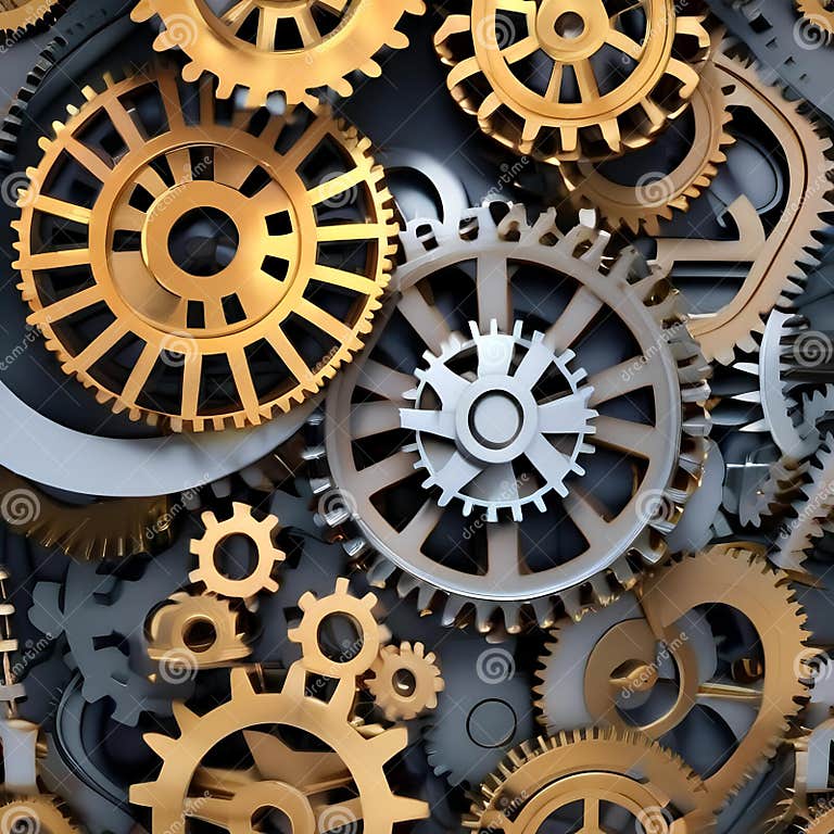 A Digital Sculpture of Interlocking Gears and Cogs, Turning and ...