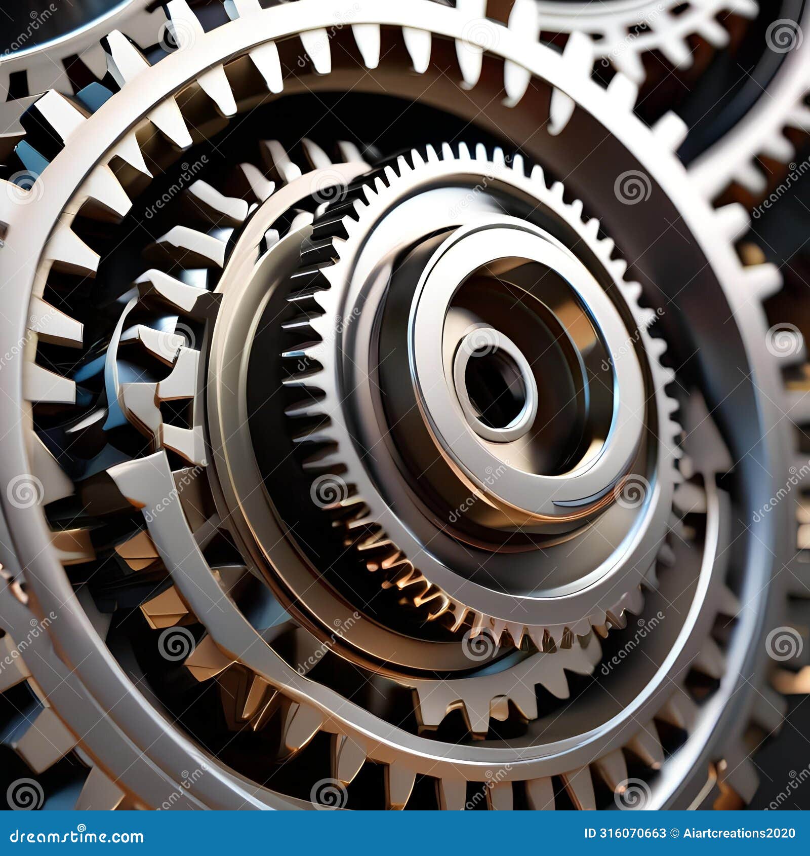 A Digital Sculpture of Interlocking Gears and Cogs, Turning and ...