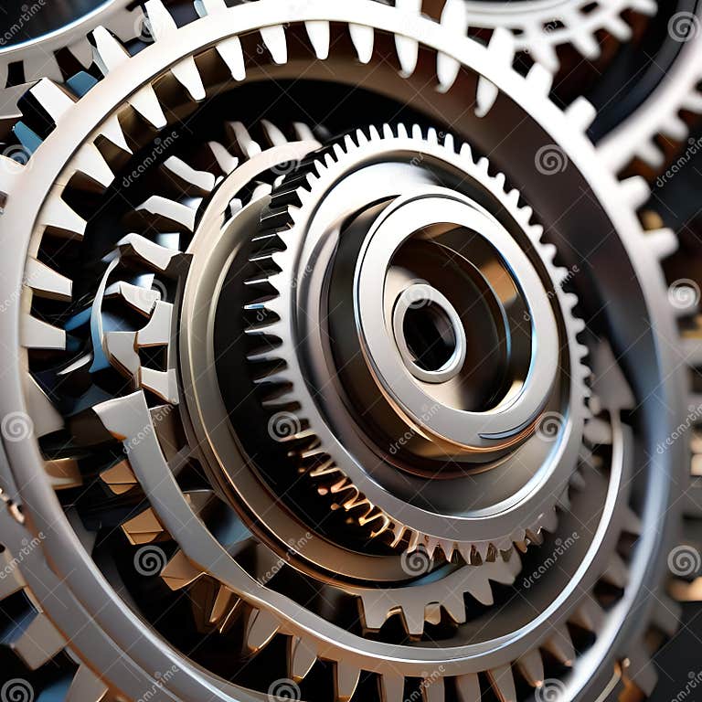 A Digital Sculpture of Interlocking Gears and Cogs, Turning and ...