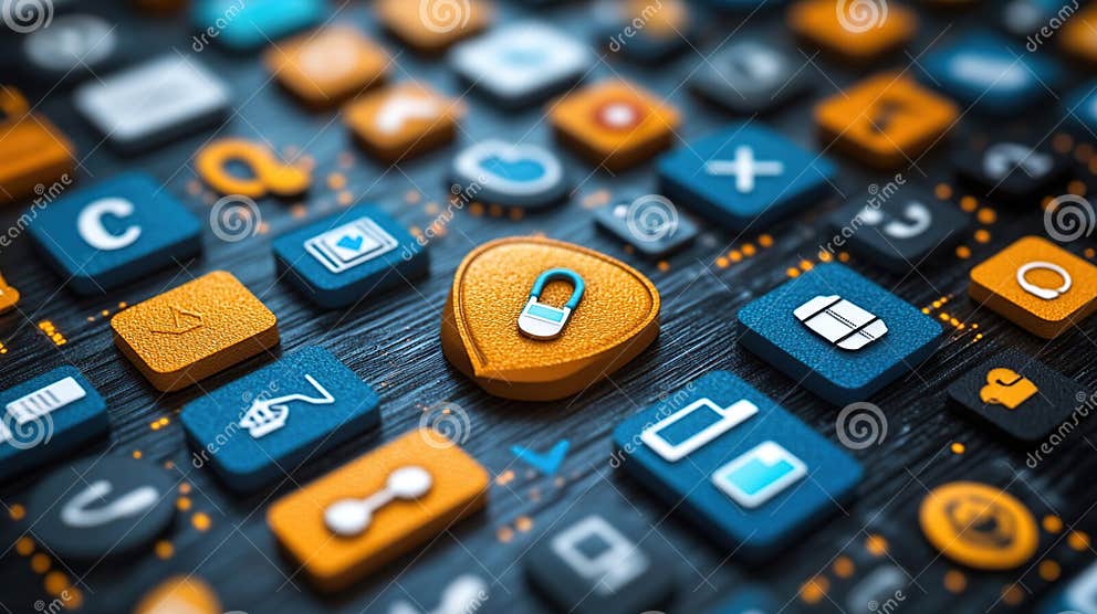 Digital Security: App Icon Protection & Data Encryption Stock ...