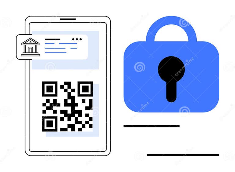 Digital Security for Banking with QR Code and Lock Stock Vector ...