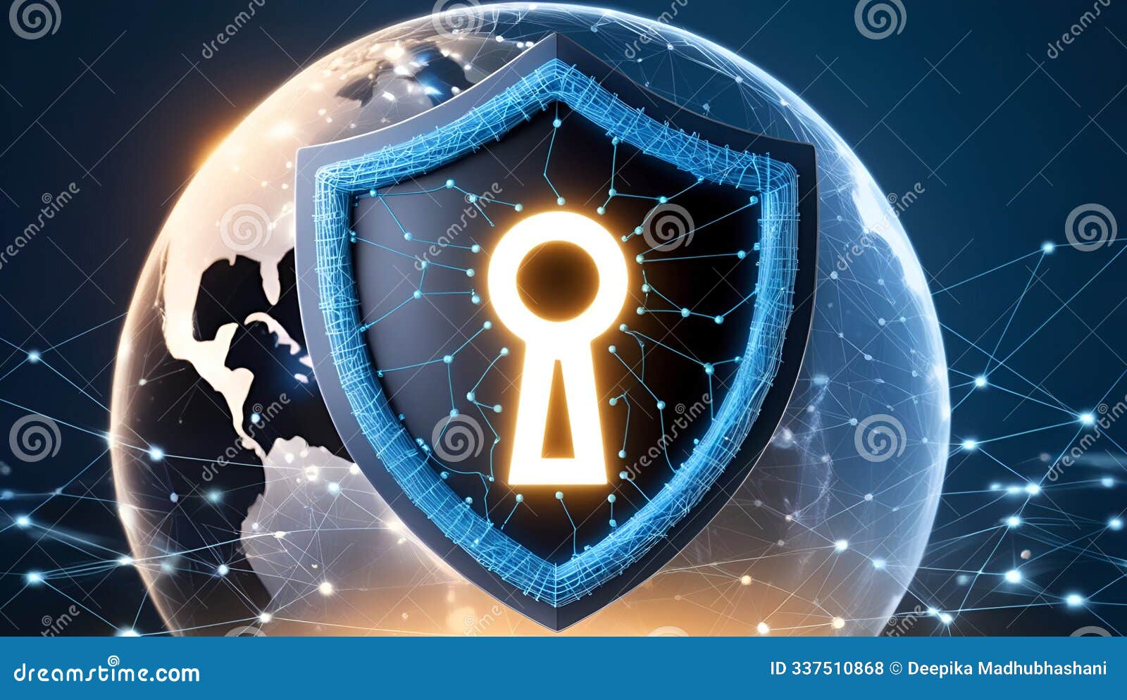 Abstract Global Security Digital Technology Blue Background, Protection ...