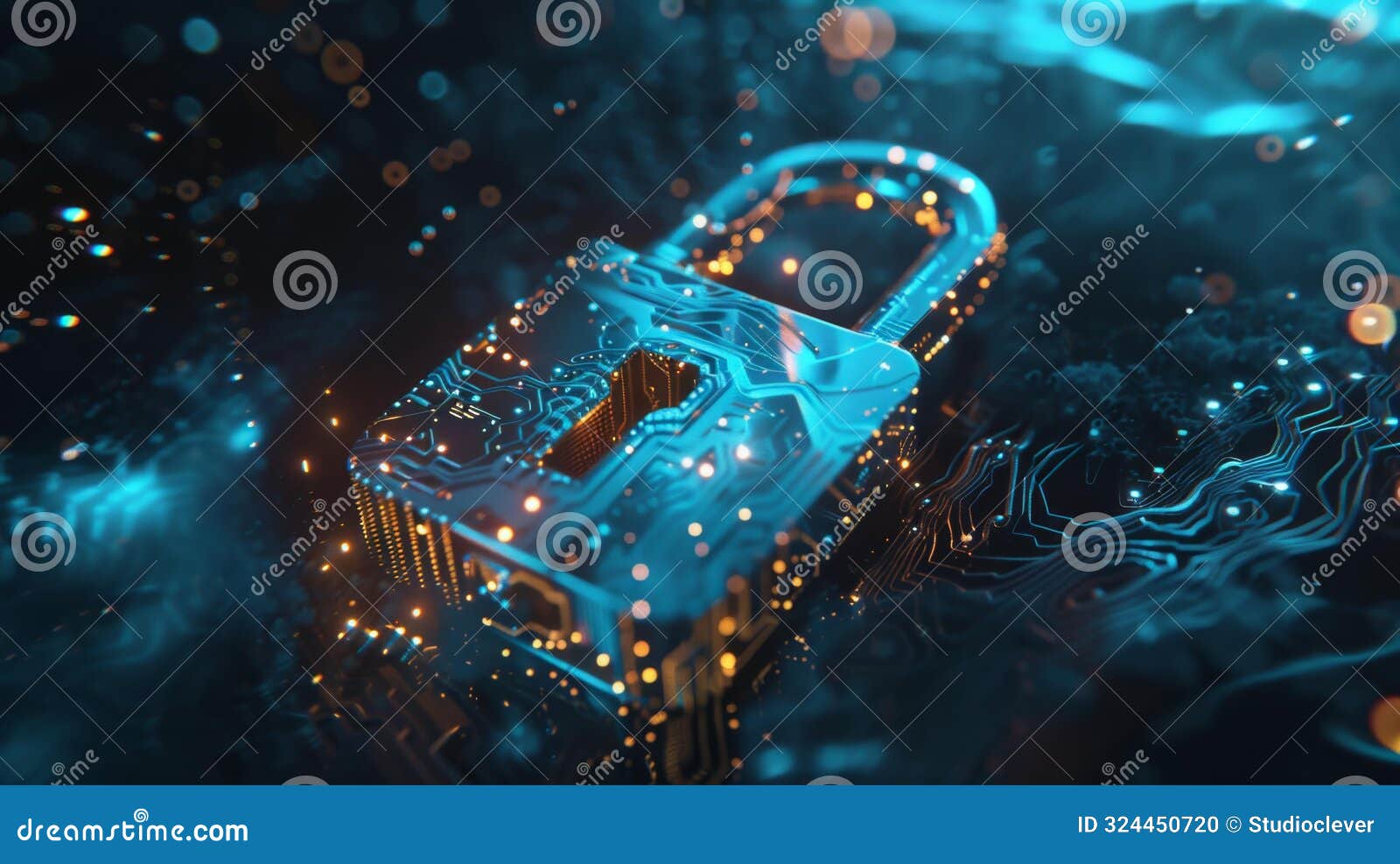 Digital Security Concept with Futuristic Lock, Generative AI Stock ...