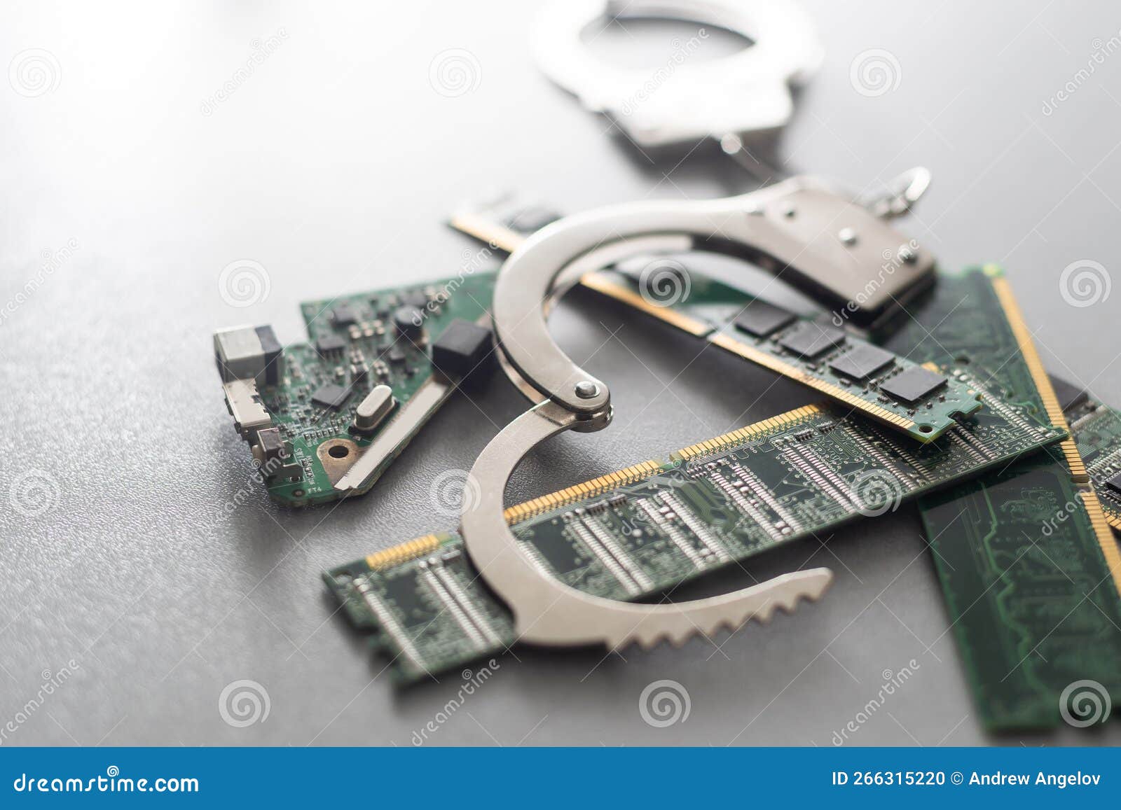 Digital Security Concept: Handcuffs on the Background of a Computer ...