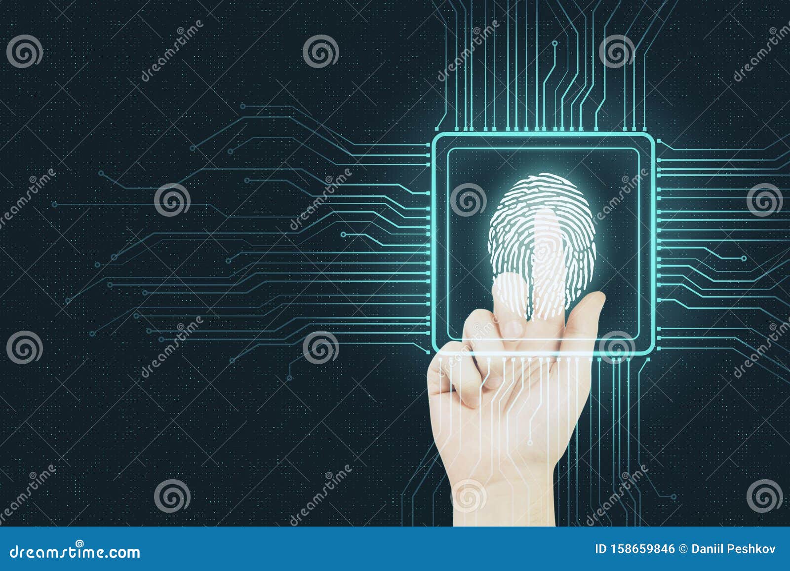 Digital Security Concept with Human Finger Pushing Stock Photo - Image ...