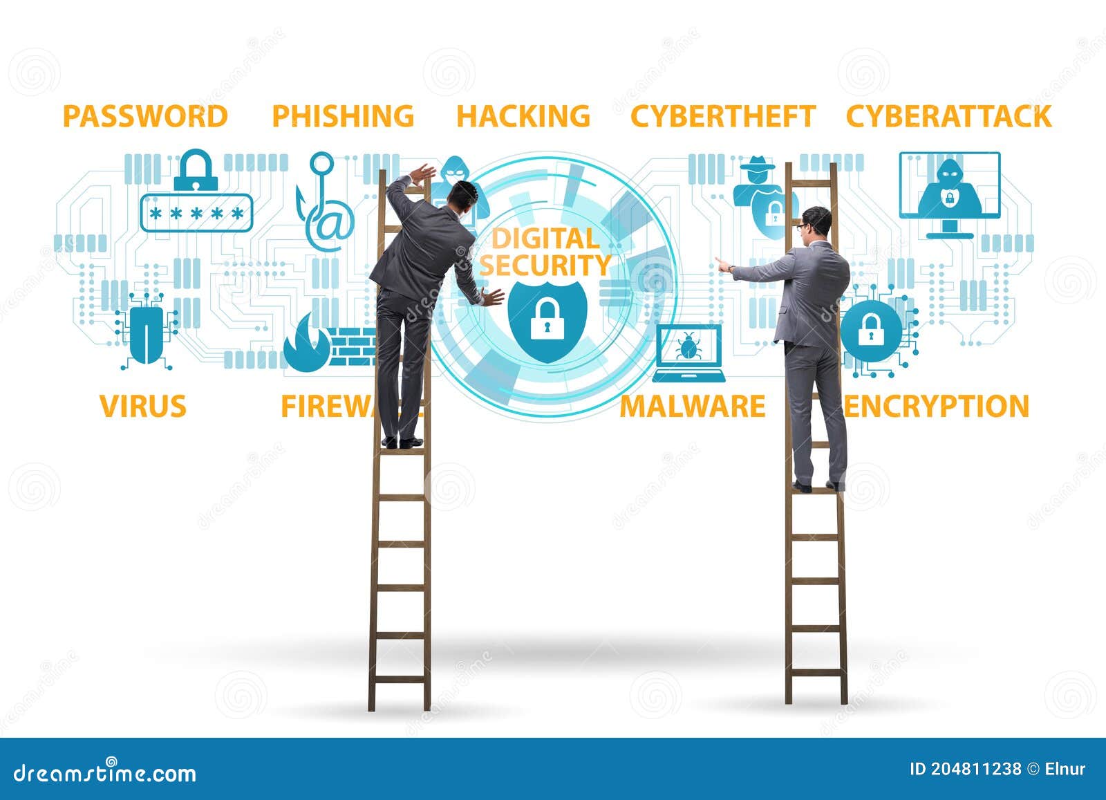 Digital Security Concept with Key Elements Stock Illustration ...