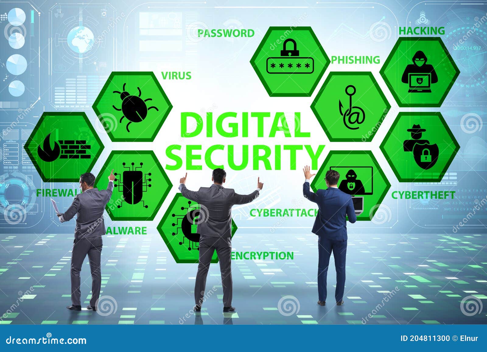Digital Security Concept with Key Elements Stock Illustration ...