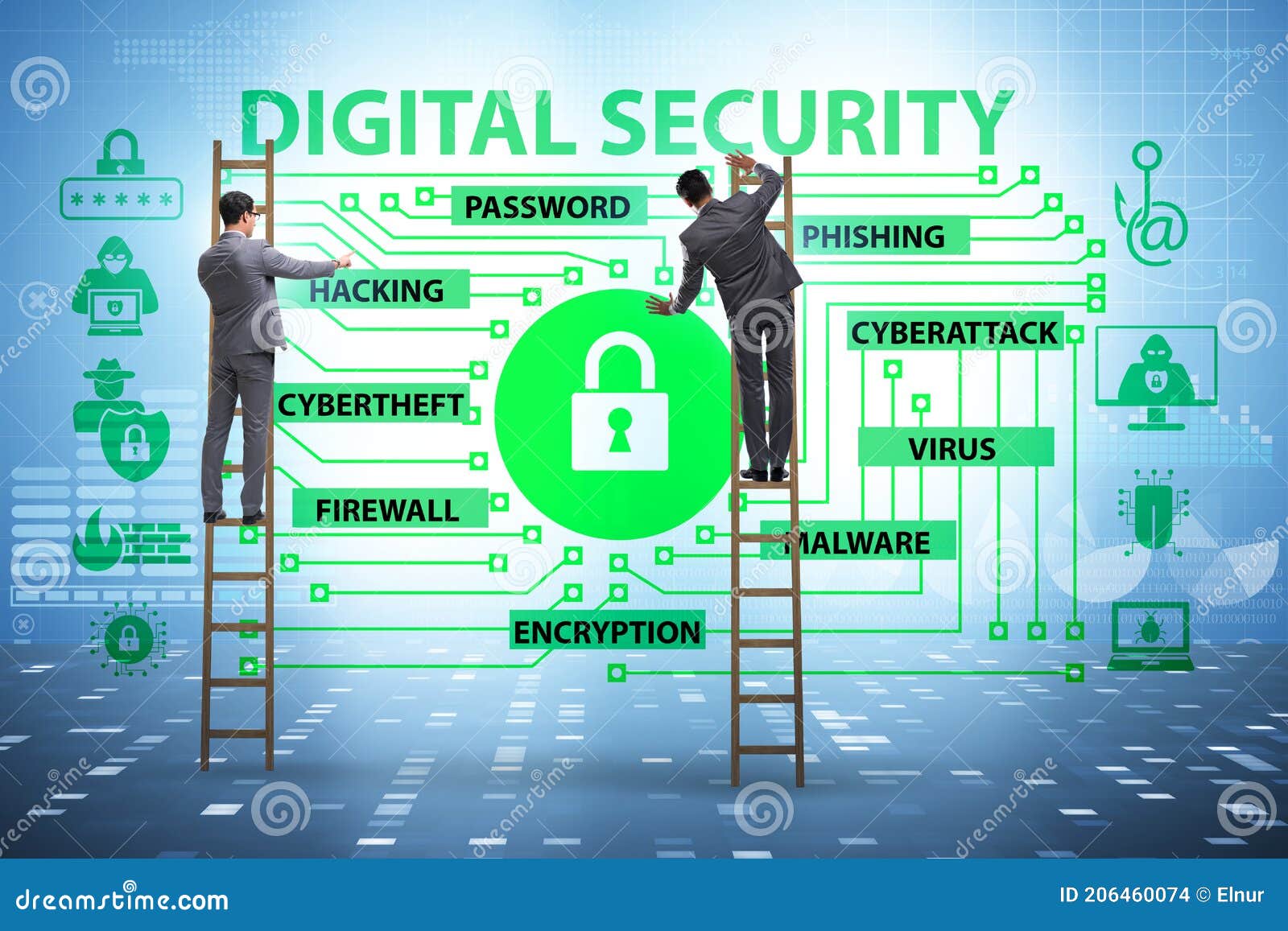 Digital Security Concept with Key Elements Stock Photo - Image of ...