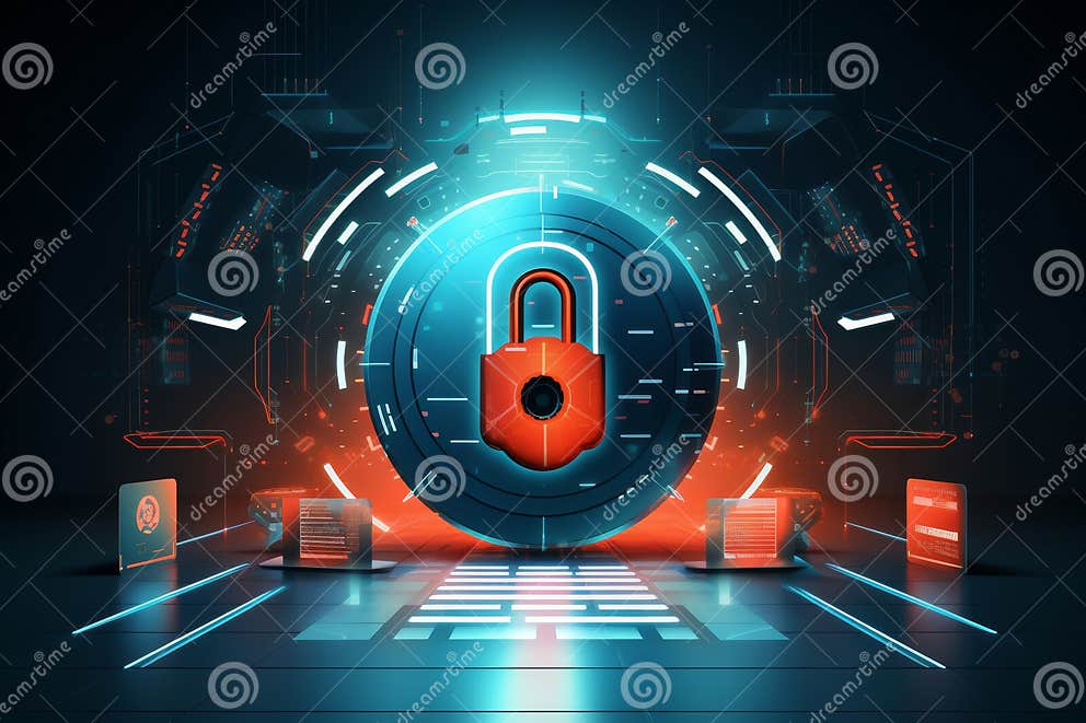 Digital Security Concept with Lock and Data Protection Elements Stock ...