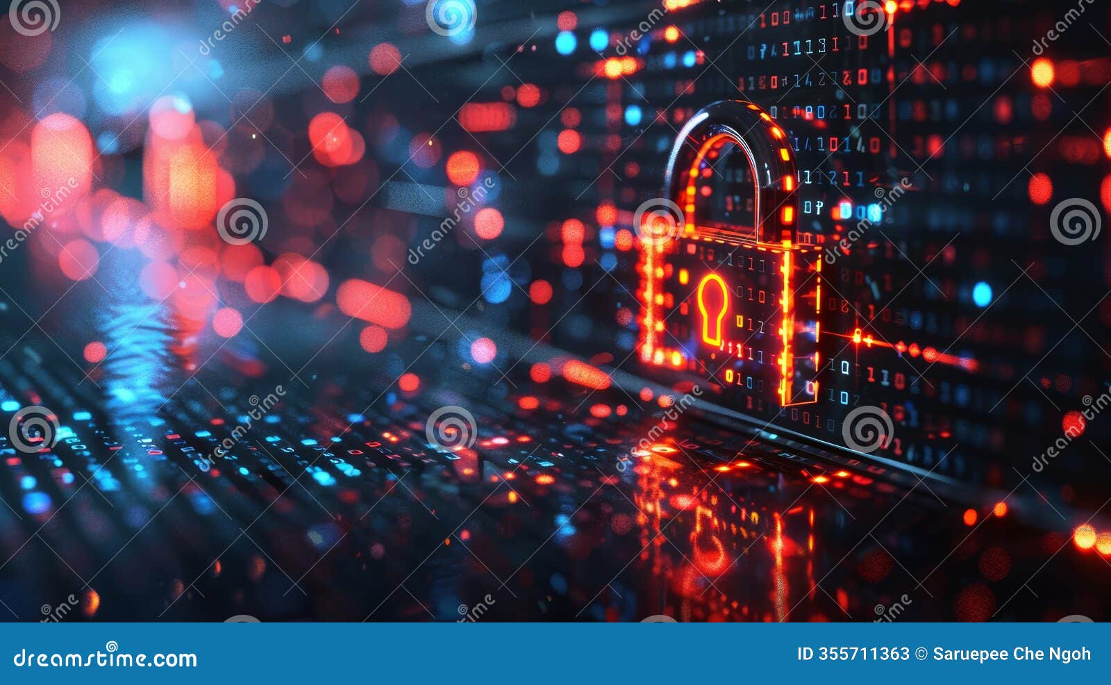 Digital Security Concept with Lock Symbol and Binary Code Representing ...
