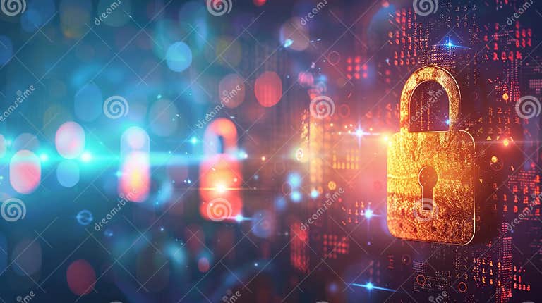 Digital Security Concept with Lock Symbol Representing Mitigating Risks in Cybersecurity and ...