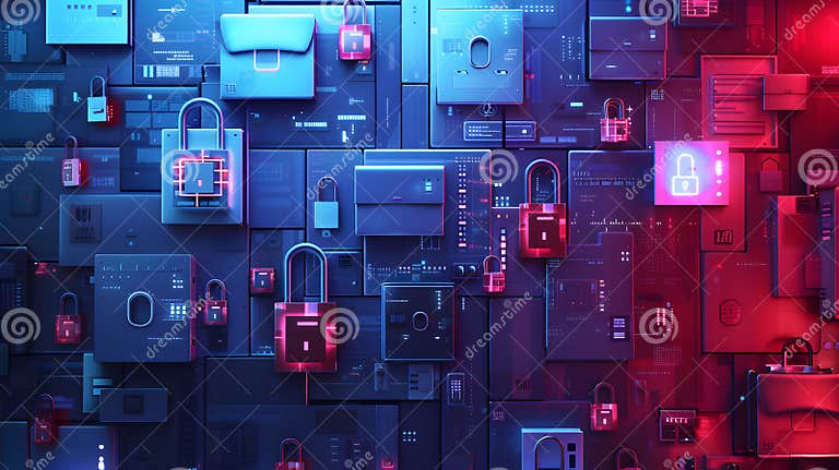 Digital Security Concept with Locks and Technology in a High-tech ...