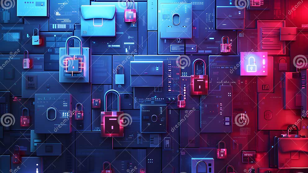 Digital Security Concept with Locks and Technology in a High-tech ...