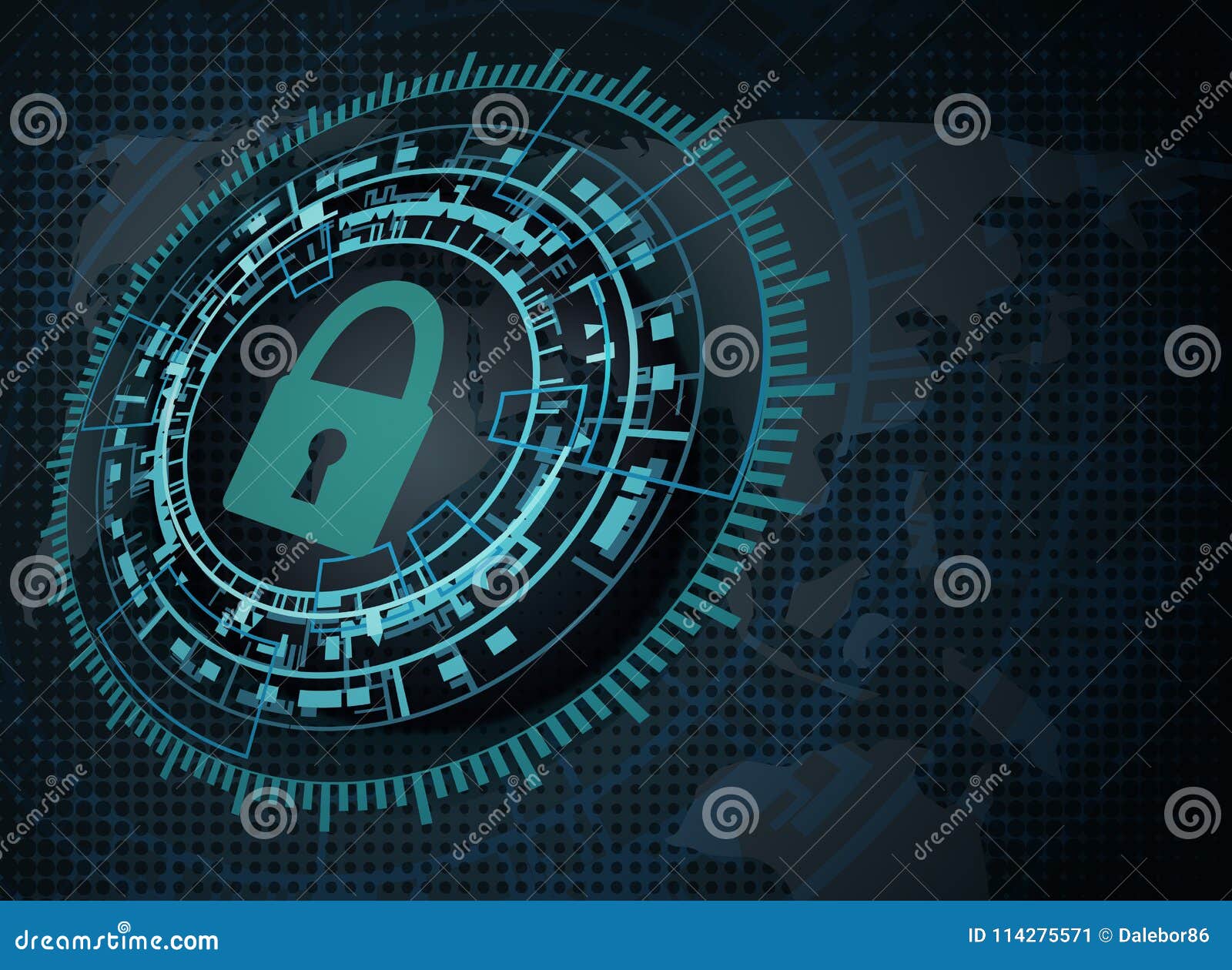 Digital security concept. stock vector. Illustration of virtual - 114275571