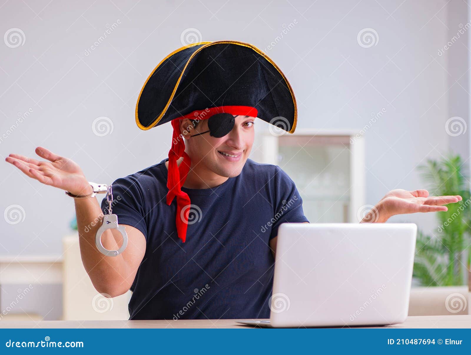 Digital Security Concept with Pirate at Computer Stock Photo - Image of ...
