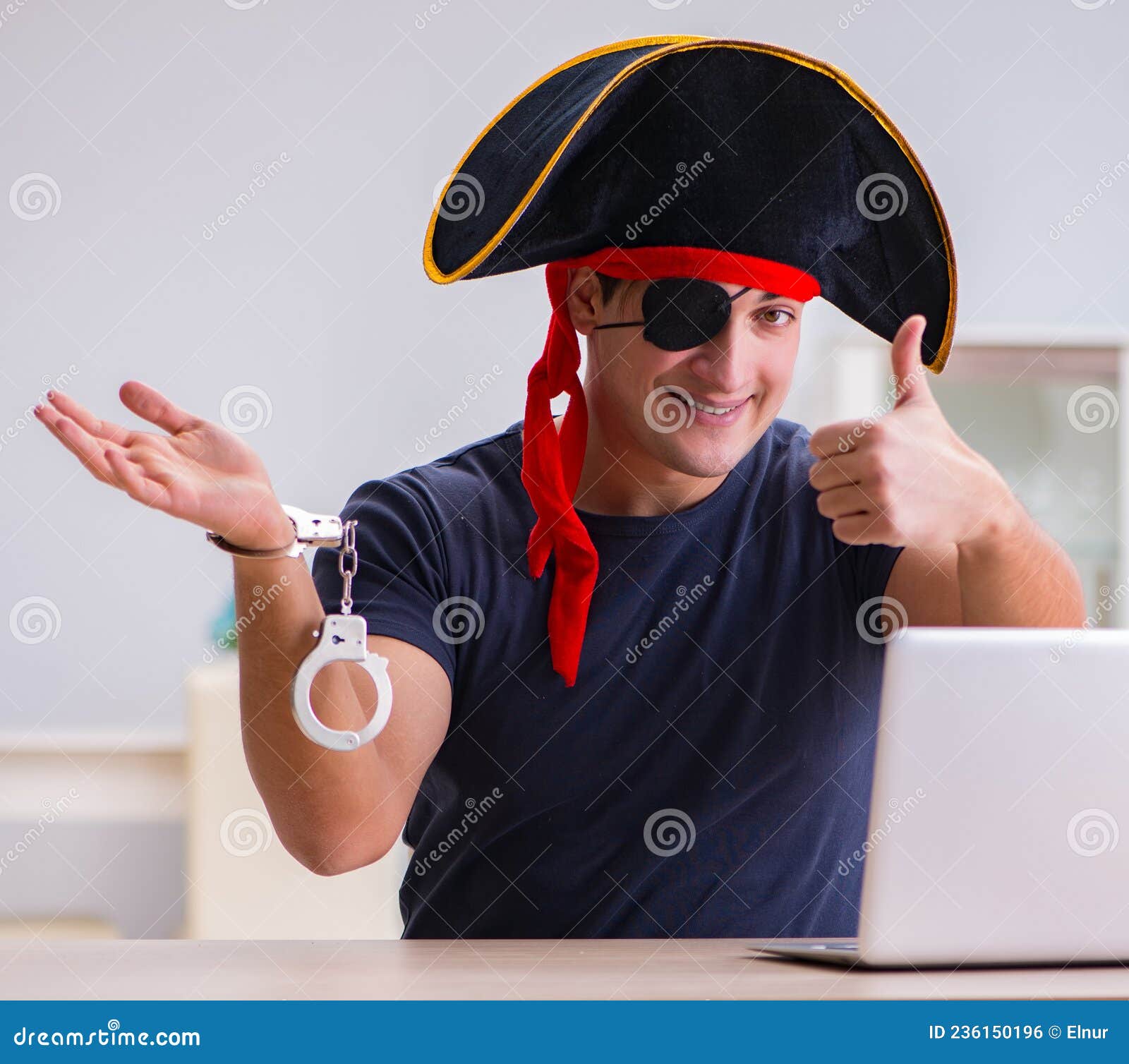 Digital Security Concept with Pirate at Computer Stock Photo - Image of ...