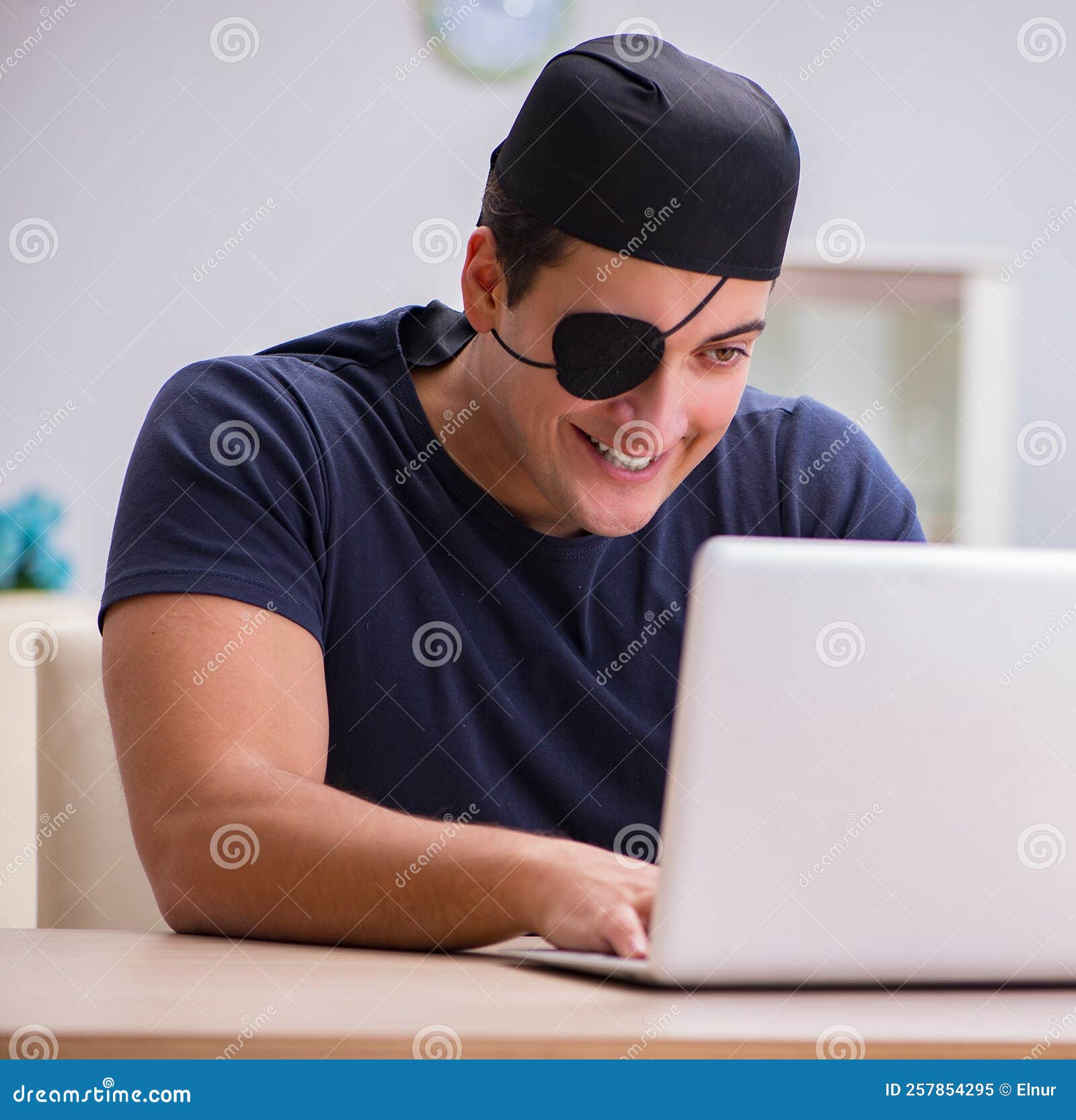 Digital Security Concept with Pirate at Computer Stock Image - Image of ...