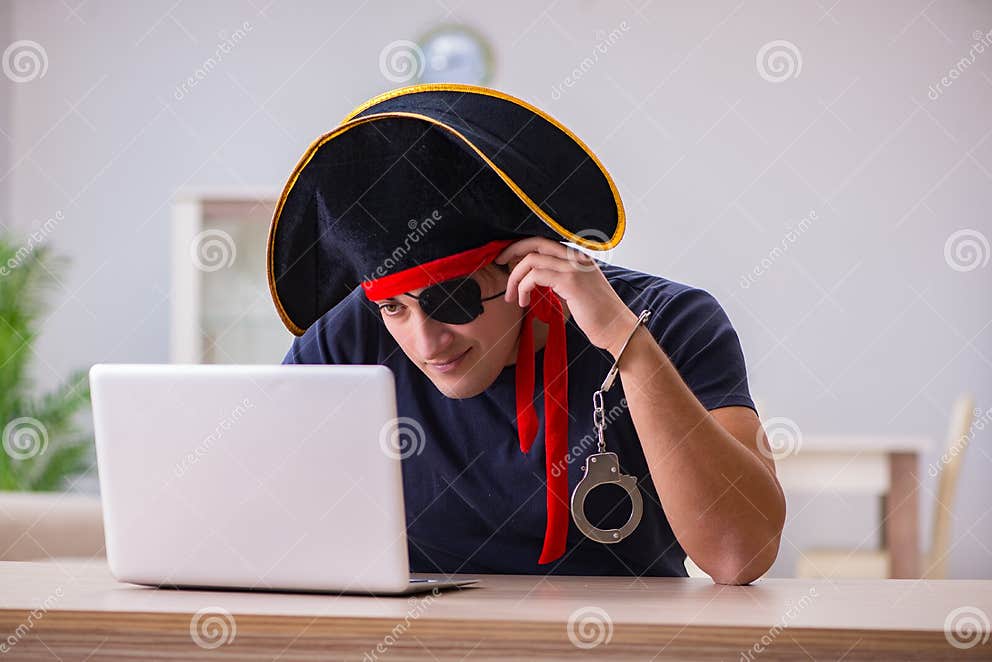 The Digital Security Concept with Pirate at Computer Stock Photo ...