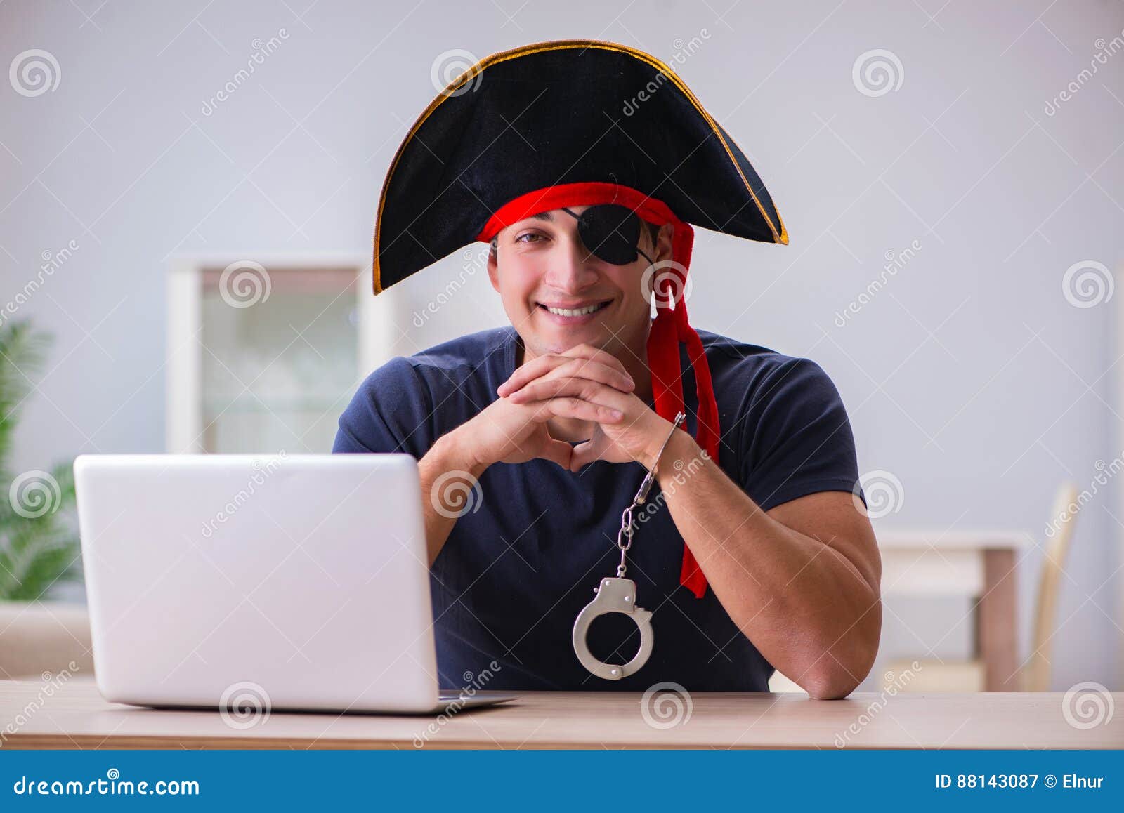 The Digital Security Concept with Pirate at Computer Stock Image ...