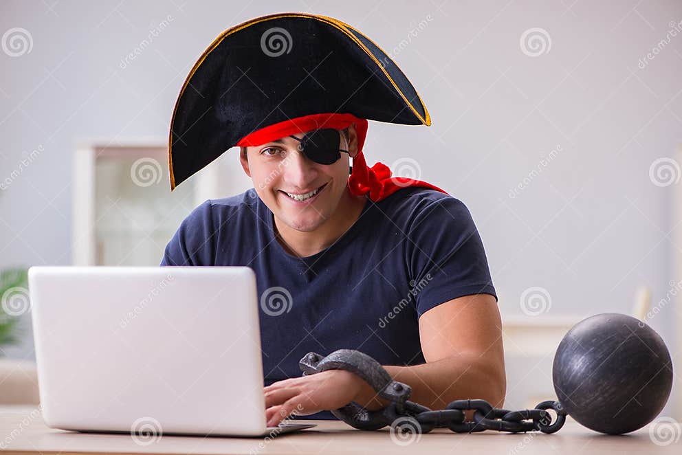The Digital Security Concept with Pirate at Computer Stock Photo ...