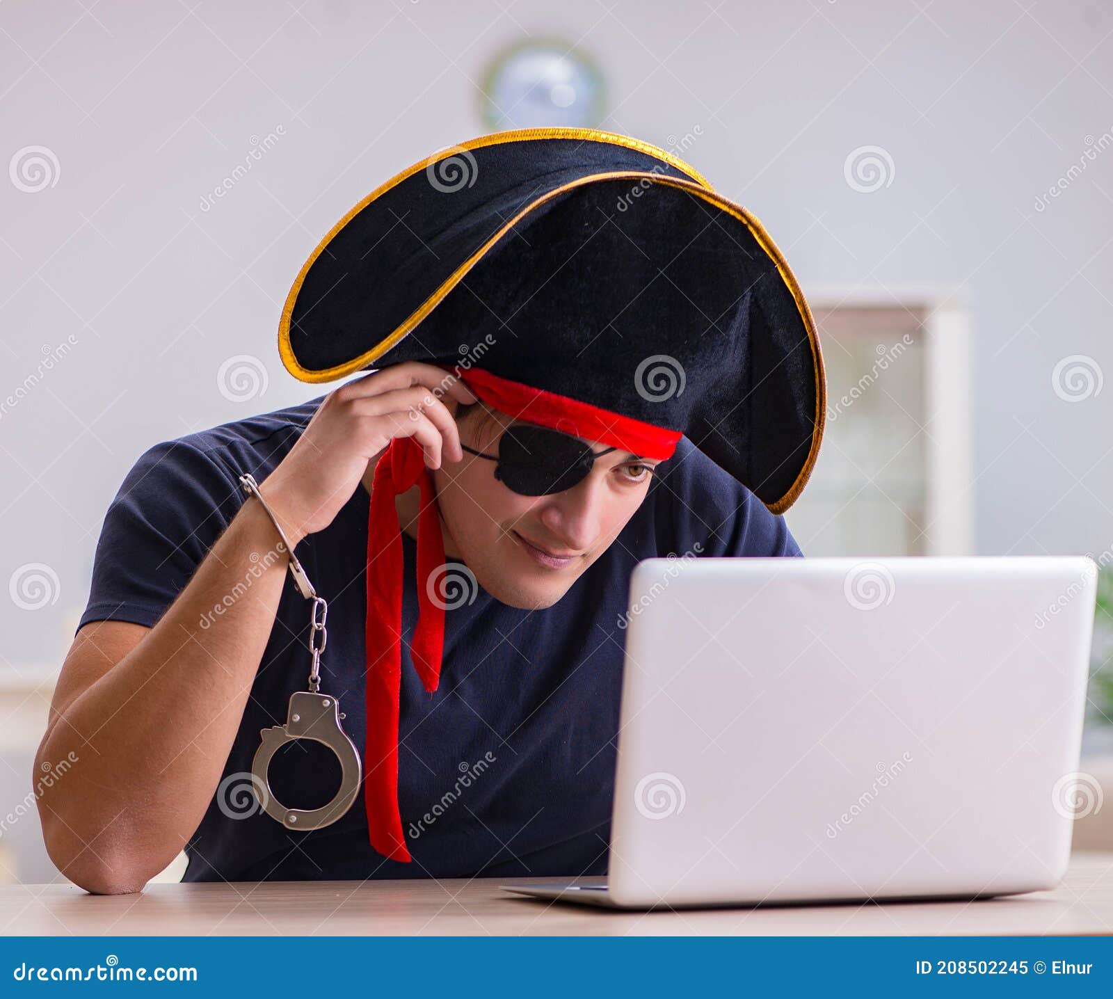 Digital Security Concept with Pirate at Computer Stock Image - Image of ...