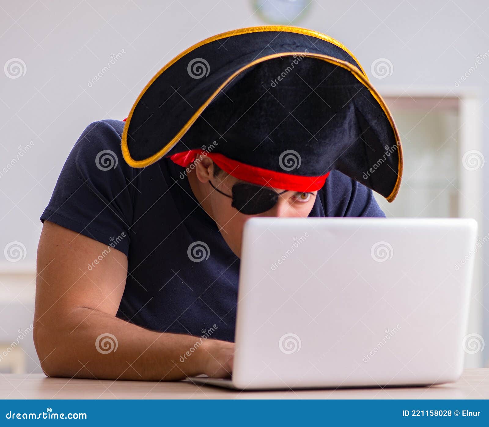 Digital Security Concept with Pirate at Computer Stock Photo - Image of ...