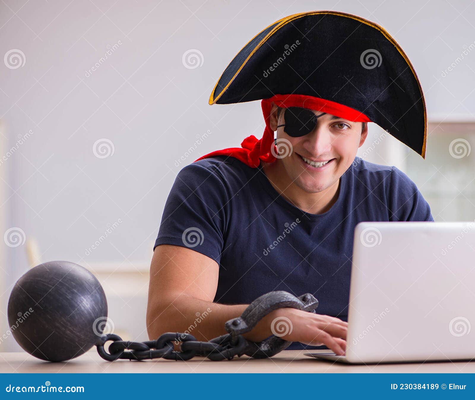 Digital Security Concept with Pirate at Computer Stock Image - Image of ...
