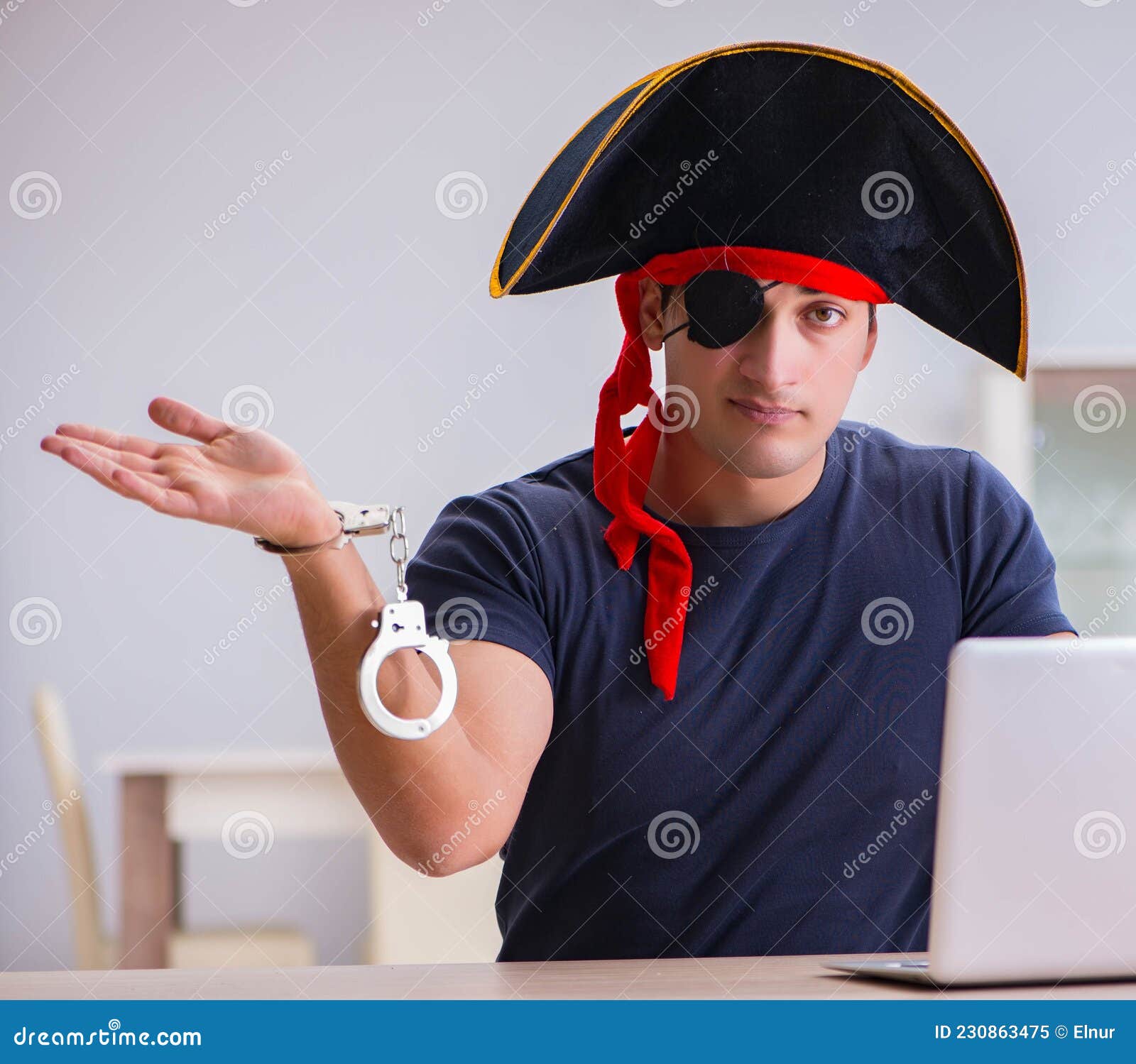 Digital Security Concept with Pirate at Computer Stock Image - Image of ...