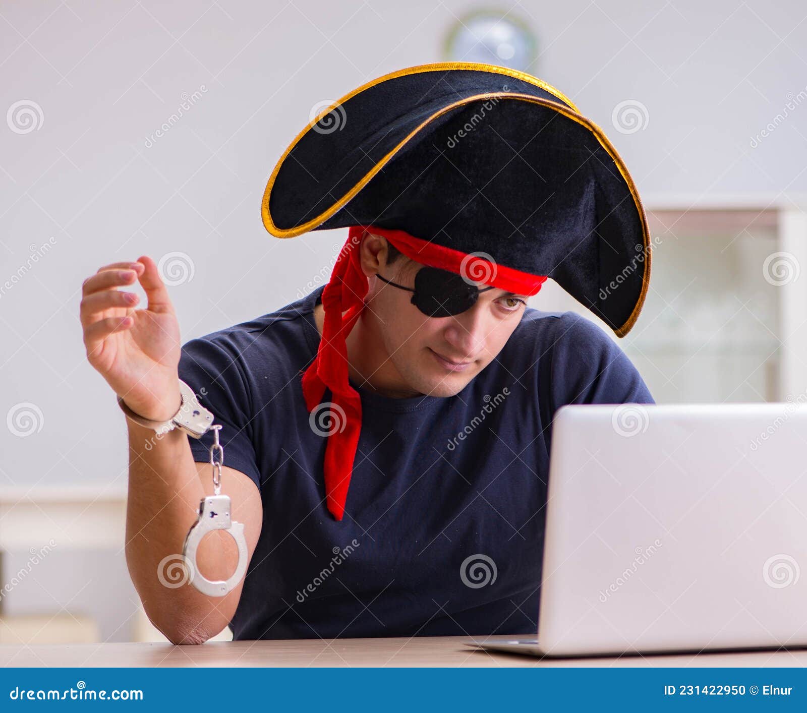 Digital Security Concept with Pirate at Computer Stock Photo - Image of ...