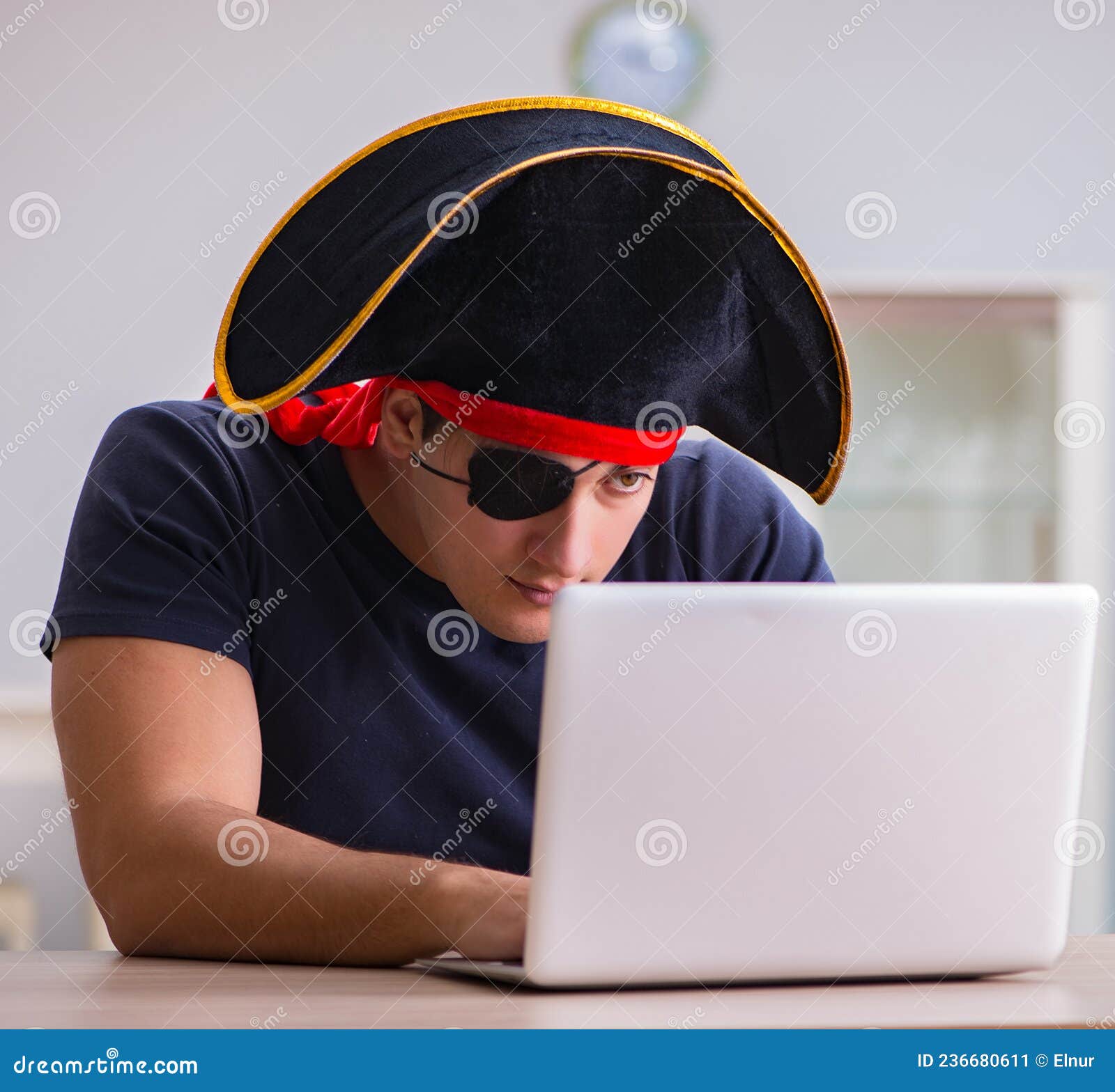 Digital Security Concept with Pirate at Computer Stock Image - Image of ...
