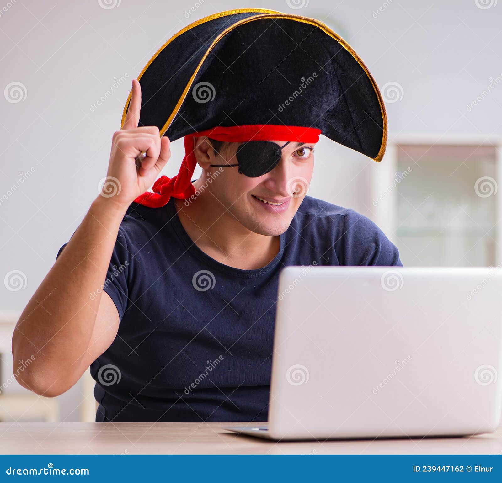 Digital Security Concept with Pirate at Computer Stock Photo - Image of ...