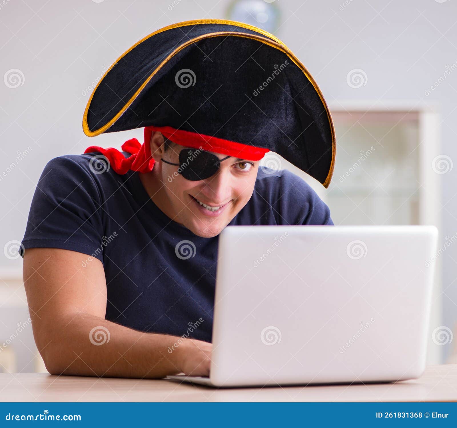 Digital Security Concept with Pirate at Computer Stock Photo - Image of ...