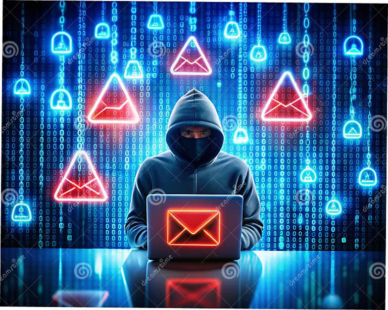 Digital Security Concept Showing Phishing Email Attack with a Hacker ...