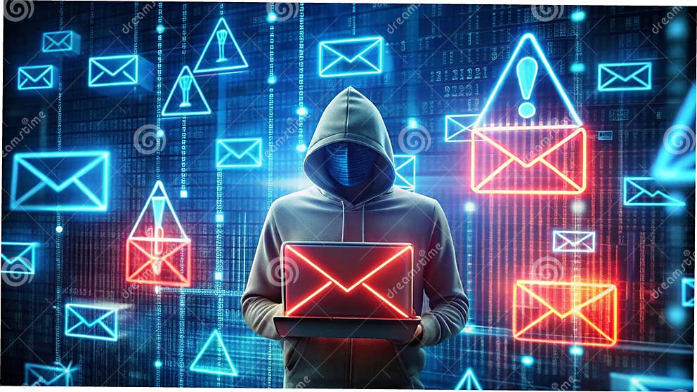 Digital Security Concept Showing Phishing Email Attack with a Hacker ...