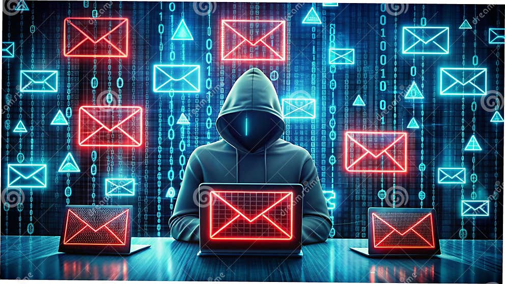 Digital Security Concept Showing Phishing Email Attack with a Hacker ...