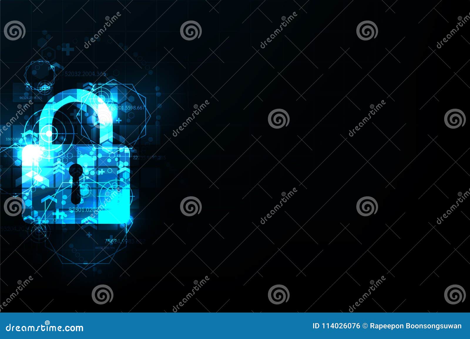 Digital Security on a Dark Blue Background. Stock Vector - Illustration ...