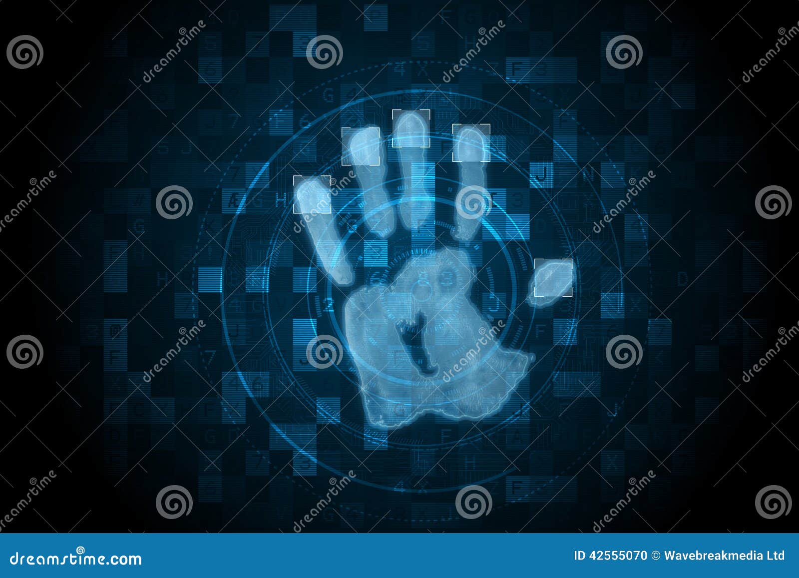 Digital Security Hand Print Scan Stock Illustration - Illustration of ...