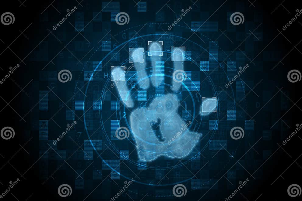 Digital Security Hand Print Scan Stock Illustration - Illustration of ...