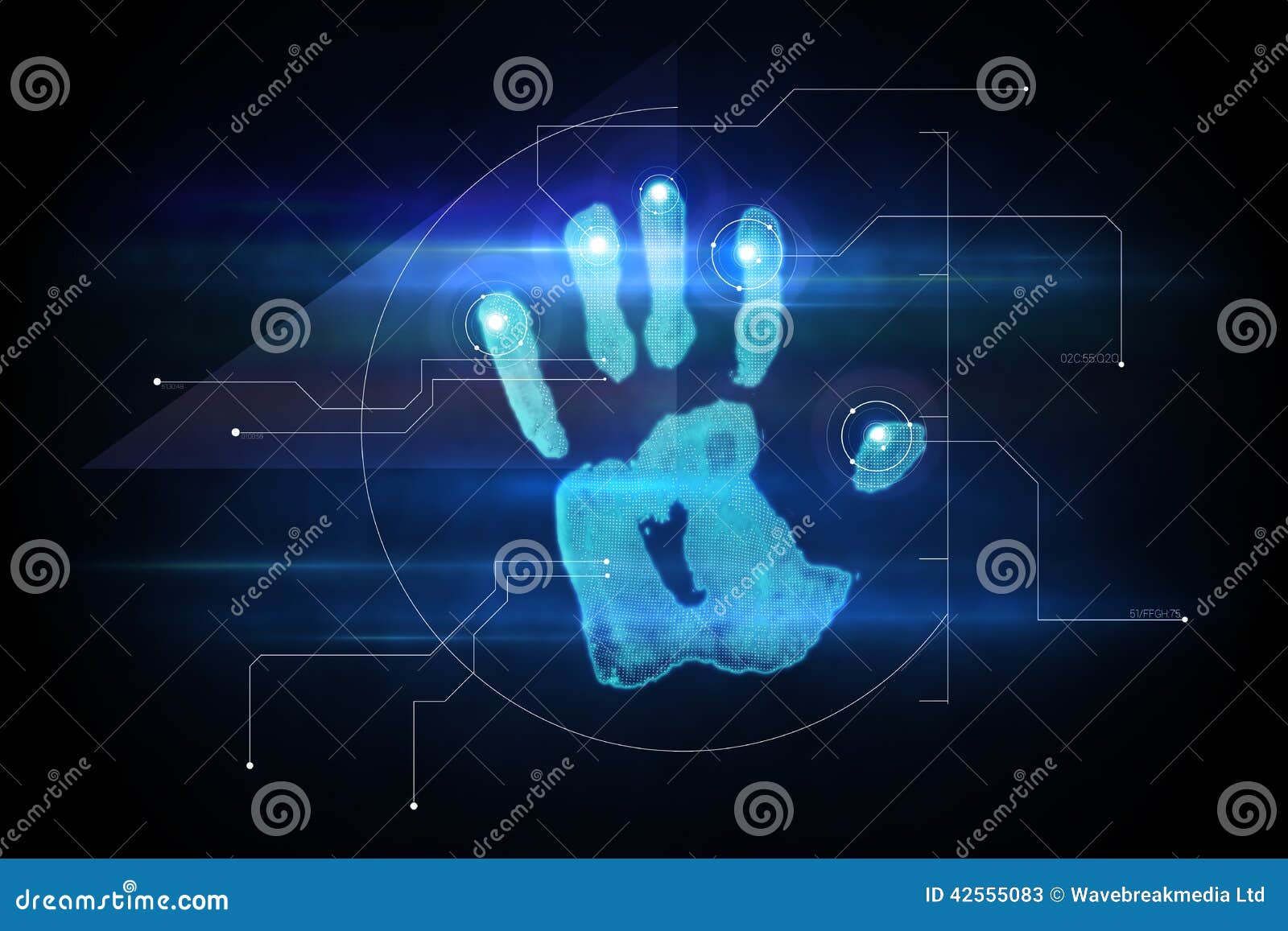 Digital Security Hand Print Scan Stock Illustration - Illustration of ...