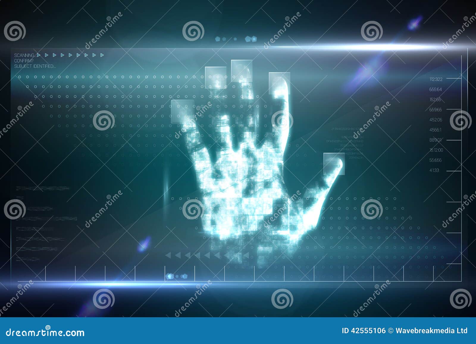 Digital Security Hand Print Scan Stock Illustration - Illustration of ...