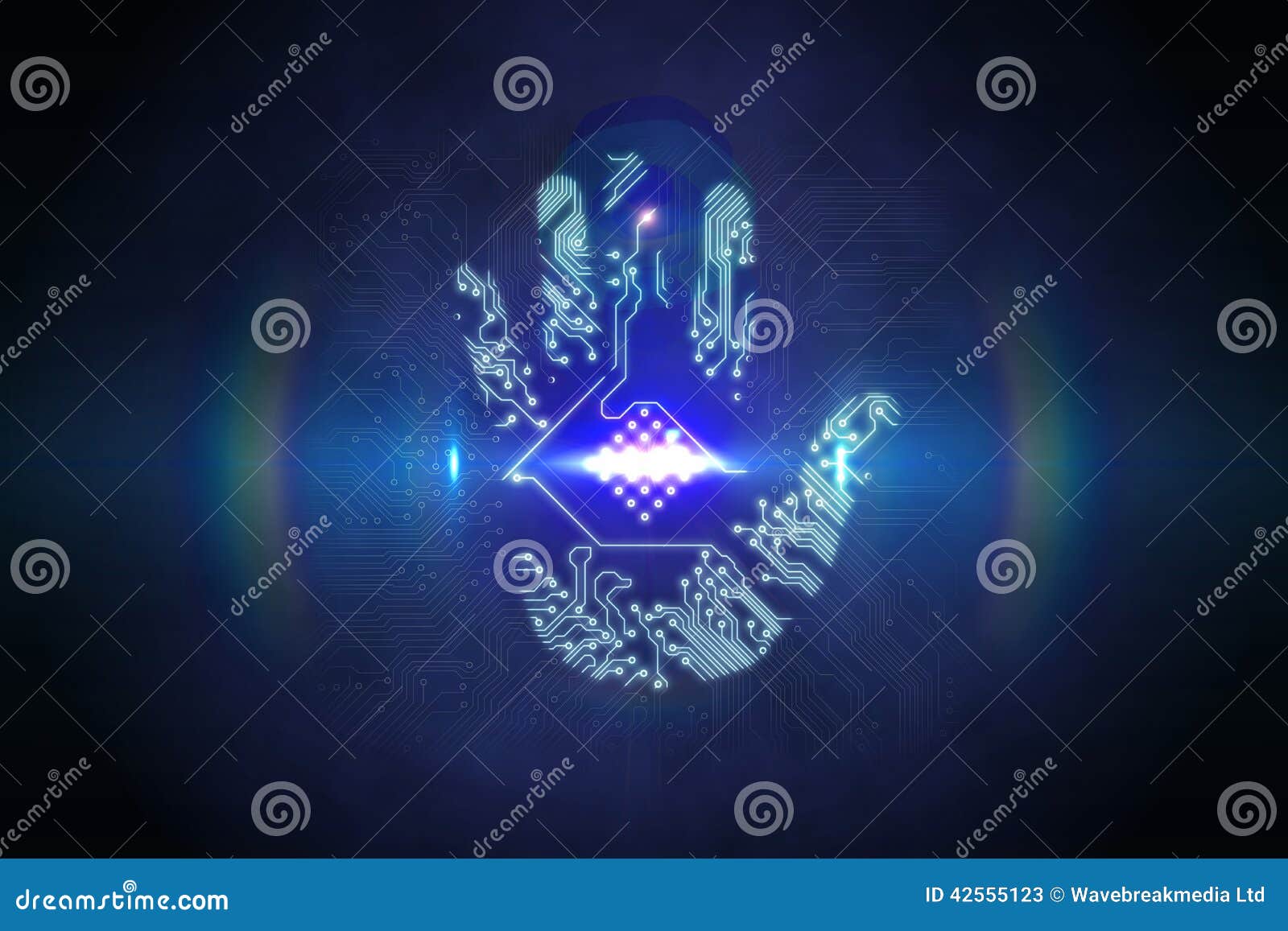 Digital Security Hand Print Scan Stock Illustration - Illustration of ...