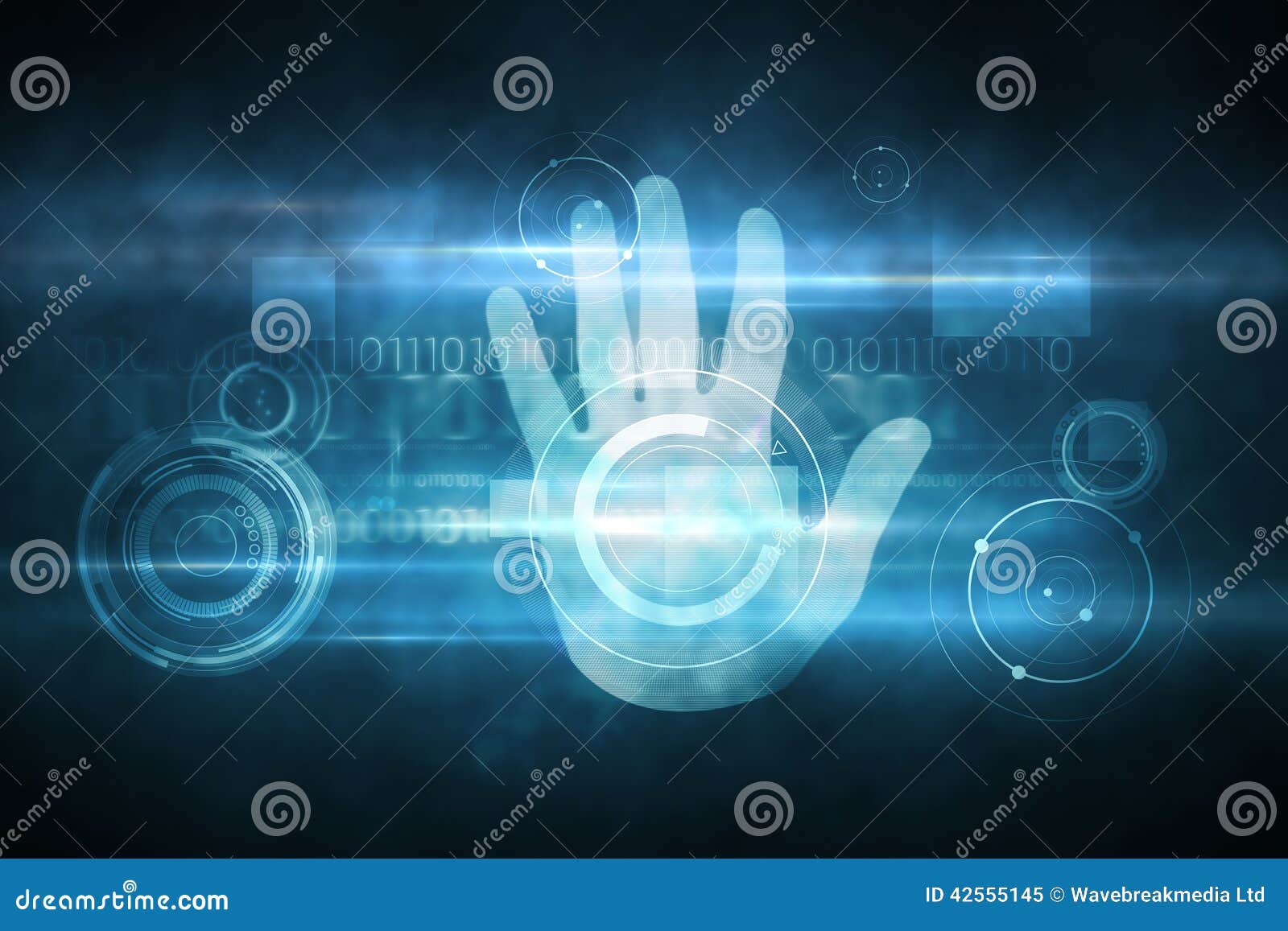 Digital Security Hand Print Scan Stock Illustration - Illustration of ...